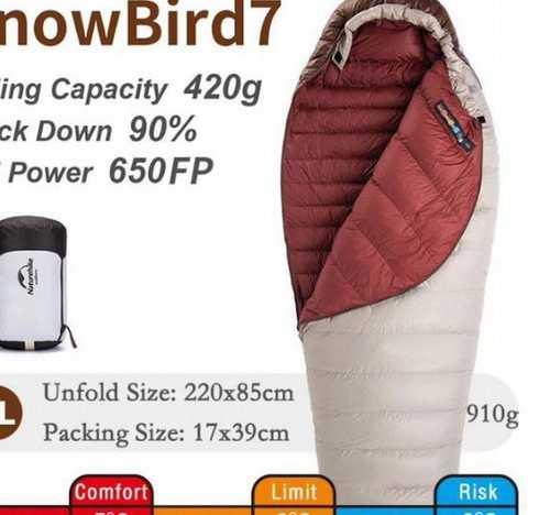 Спальный мешок пуховый Naturehike SnowBird 7 XL