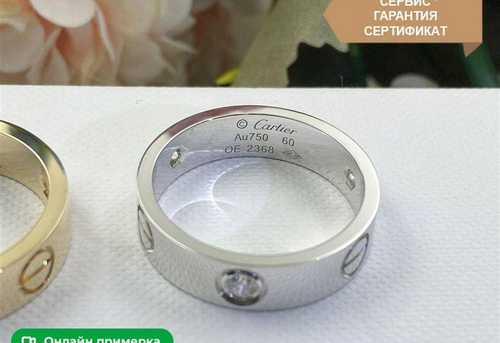 Кольцо Cartier Love, белое золото 585 пробы 0,13ct