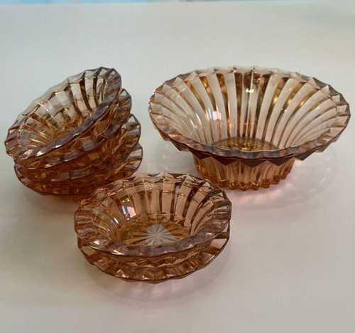 Комплект посуды СССР карамельное стекло