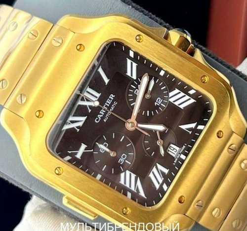 Cartier Santos chronograph gold часы