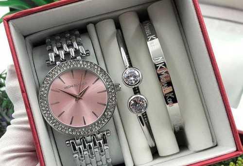 Набор часы MK подарочный розовые