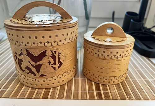 Солонка и сахарница из бересты