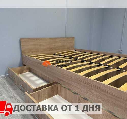 Кровать полутороспальная 120х200 с ящиками