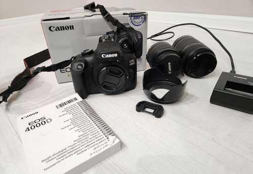 Фотоаппарат canon eos 4000d 2 объектива