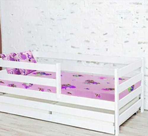 Кроватка софа эко для малыша высокий борт берёза