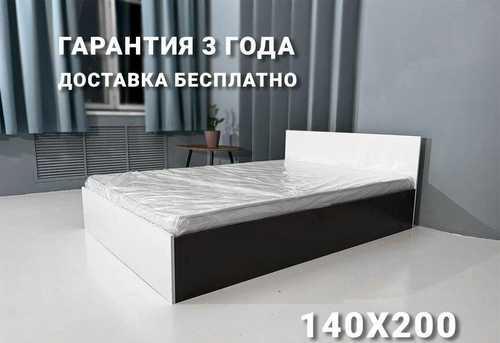 Кровать двуспальная 140*200 венге/белая с матрасом