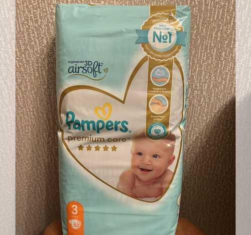 Подгузники Pampers premium care 3