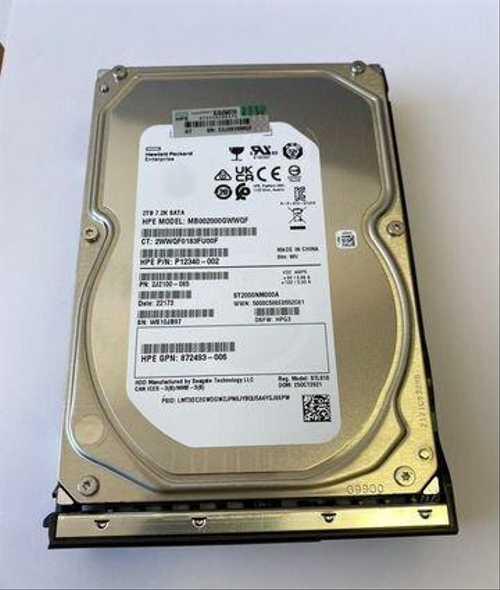 P12340-002 Жесткий диск HPE 2TB 3.5" 6G SATA 7.2K
