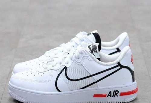 Кроссовки nike air force react white белые кожа