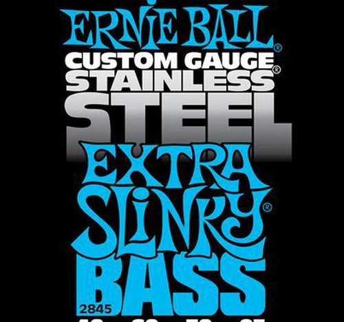 P02845 Stainless Steel Extra Slinky Комплект струн для бас-гитары, 40-95, сталь, Ernie Ball