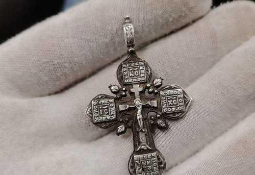 Крест распятие медальон кулон серебро 925 пробы