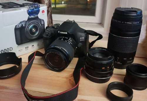 Фотоаппарат Canon EOS 2000d + объективы и аксесс