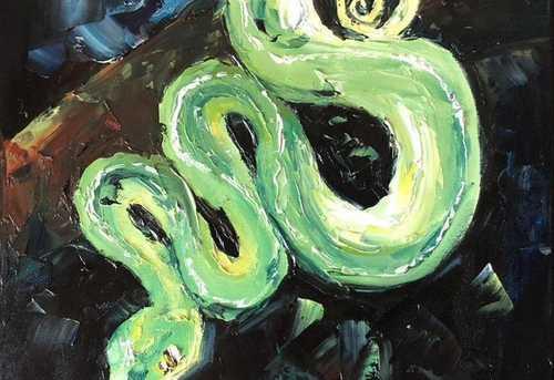 Картина Зеленый Змей масло, холст 50х40