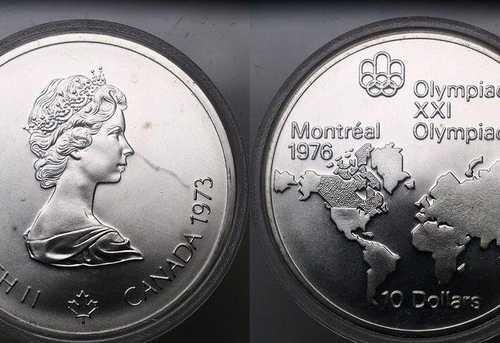 Монета, серебро. Канада, 10 долларов 1973 г
