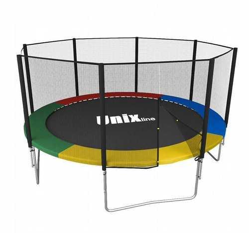 Батут unix line Simple 12 ft Color с внешней сетко