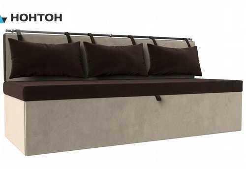 Кухонный прямой диван Метро микровельвет коричневы