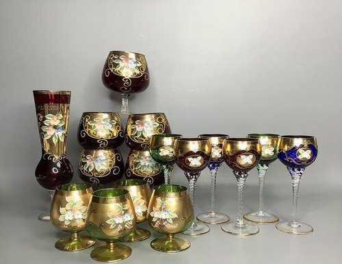 Цветное богемское стекло бокалы Чехия