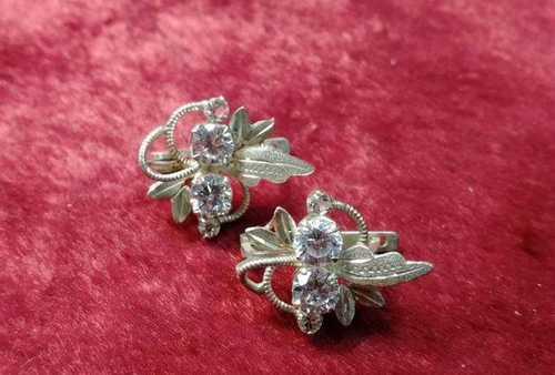 Серьги серебро 925 пр камни Фианиты