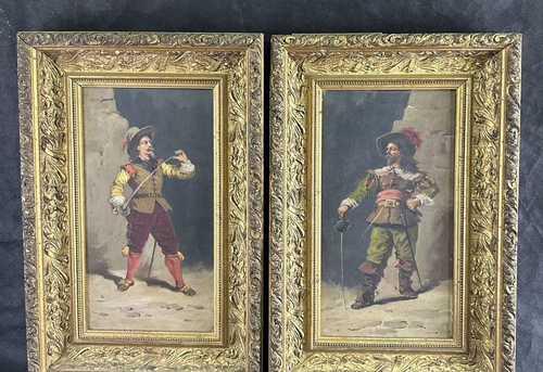 Антикварные парные картины. Франция 19-й век