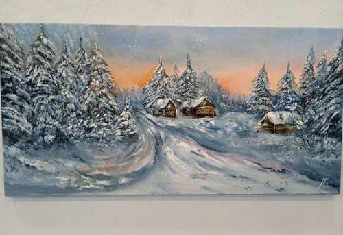 Картина маслом на холсте. "Снегопад"