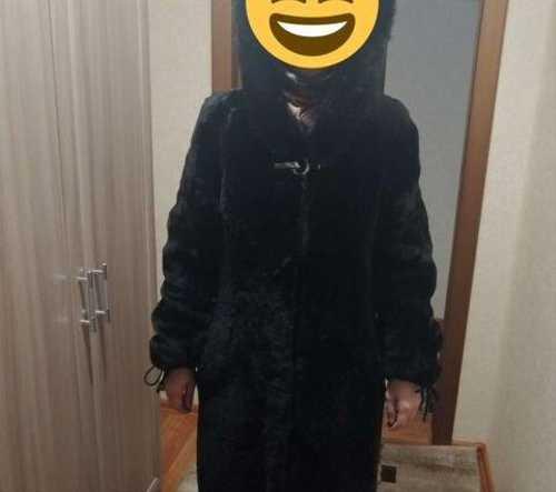 Шуба мутоновая с капюшоном