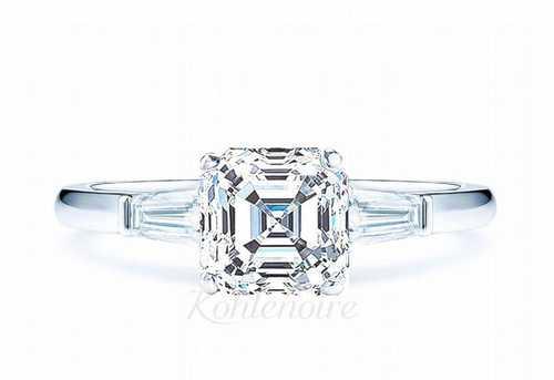 Кольцо с бриллиантом Ашер GIA - 0.5+ карата