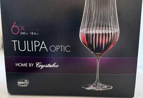 Набор бокалов для вина crystalex tulipa optic