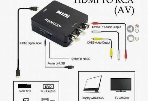 Конвертер, переходник из hdmi в RCA, тюльпан AV