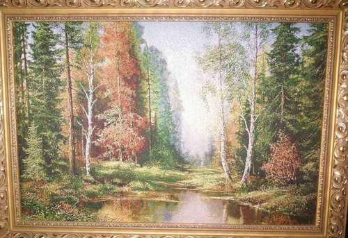 Продам: вышитую картину "Лесной пейзаж"