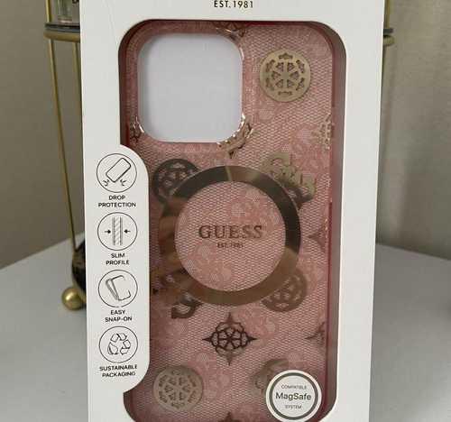 Чехол Guess розовый на iPhone 16 pro max