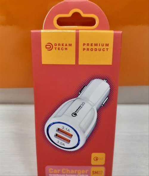 Автомобильная зарядка Dream SM02 2USB 3.1A белая