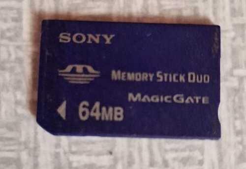 Карта памяти sony memory stick Duo
