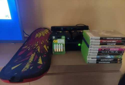 Xbox 360 + 15 игр и 2 беспроводных джойстика