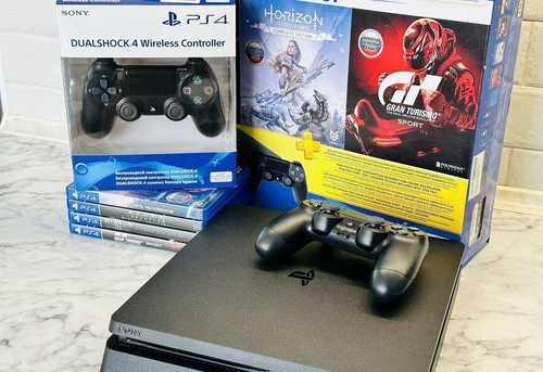 Sony PlayStation 4 Slim 1Tb (+игры, диски и джой)