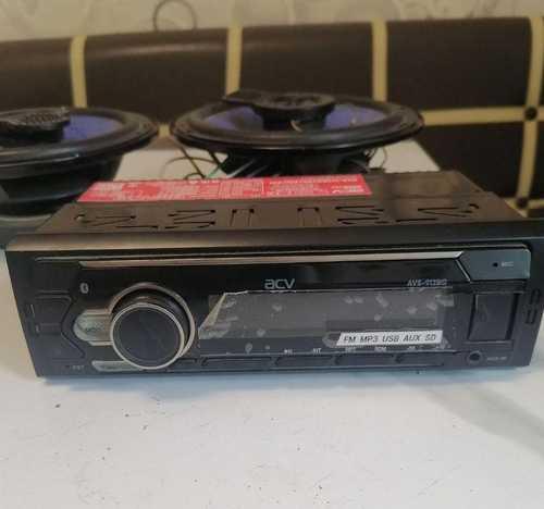 Колонки Soundmax, автомогнитола Acv - 912 BG