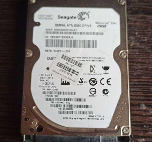 Жесткий диск для ноутбука hdd 2.5 250gb