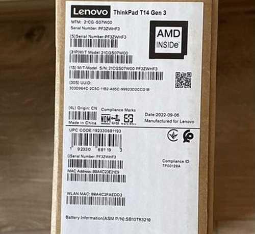 ThinkPad T14 gen3 R7pro 6850u/ 16Gb/ 512Gb