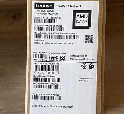 ThinkPad T14 gen3 R7pro 6850u/ 16Gb/ 512Gb