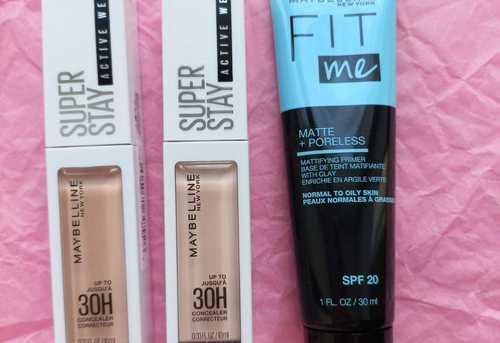 Maybelline: праймер Fit me и консилер Super Stay