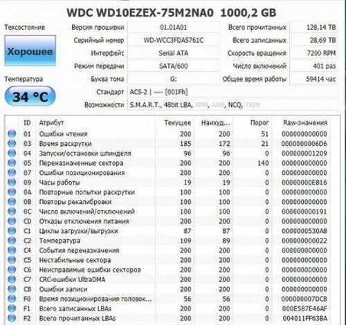 Жесткий диск 1тб WDC WD10ezex