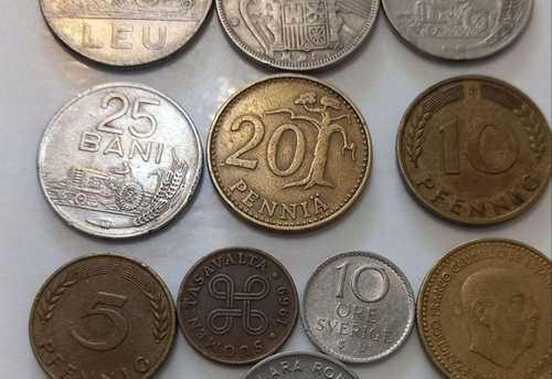 11 шт, 4 страны 50,60е Монеты послевоенной Европы