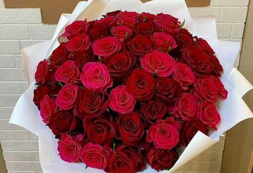 Букет цветов из 51 розы 60 см. Бесплатная доставка