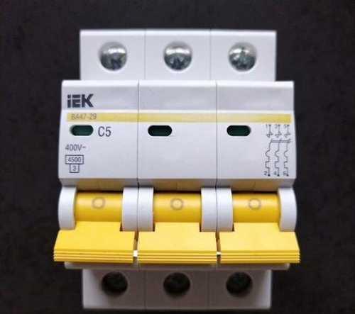 Автоматический выключатель 5А (С) 3п 4.5кА IEK