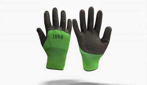 Перчатки нейлоновые зеленые с латексным покрытием