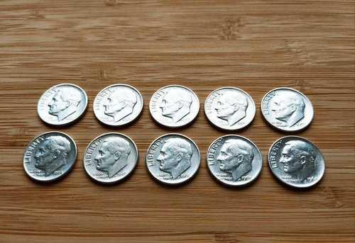 10 центов США серебро 900