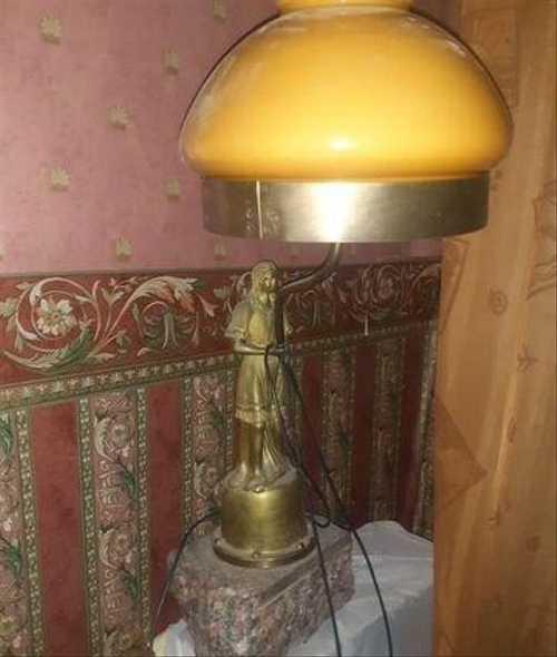 Старинная советская настольная лампа латунь/гранит