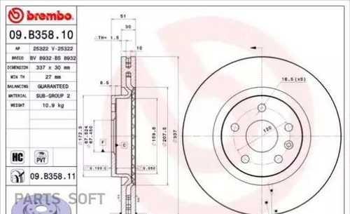 Диск торм. передн.вент.337x30 5 отв