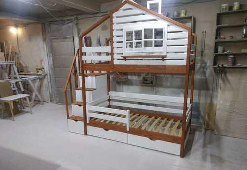 Кровать домик из массива