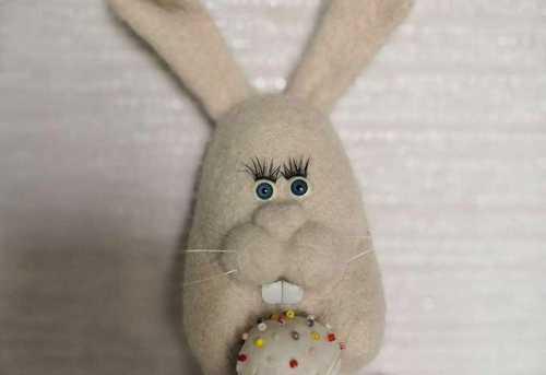 Кролик пасхальный, игрушка из валяной шерсти