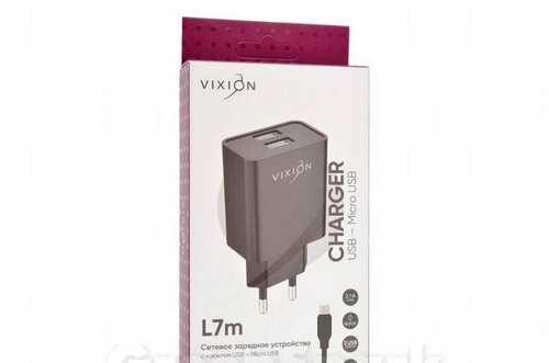 Сзу vixion L7m 2-USB/2.1A + micro USB кабель 1м ч